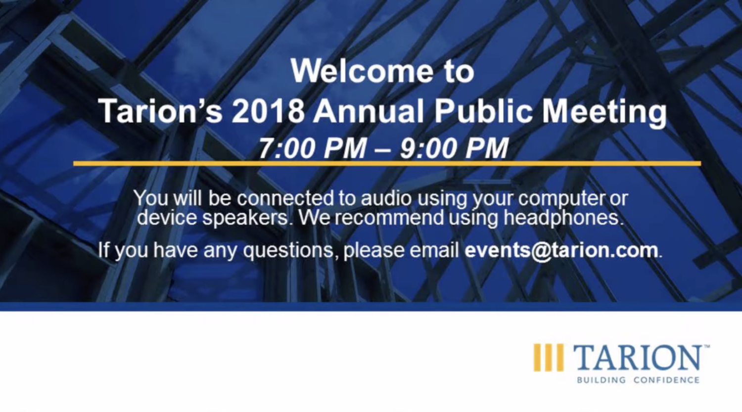 Tarion's Annual Public Meeting 2018 | Tarion.com