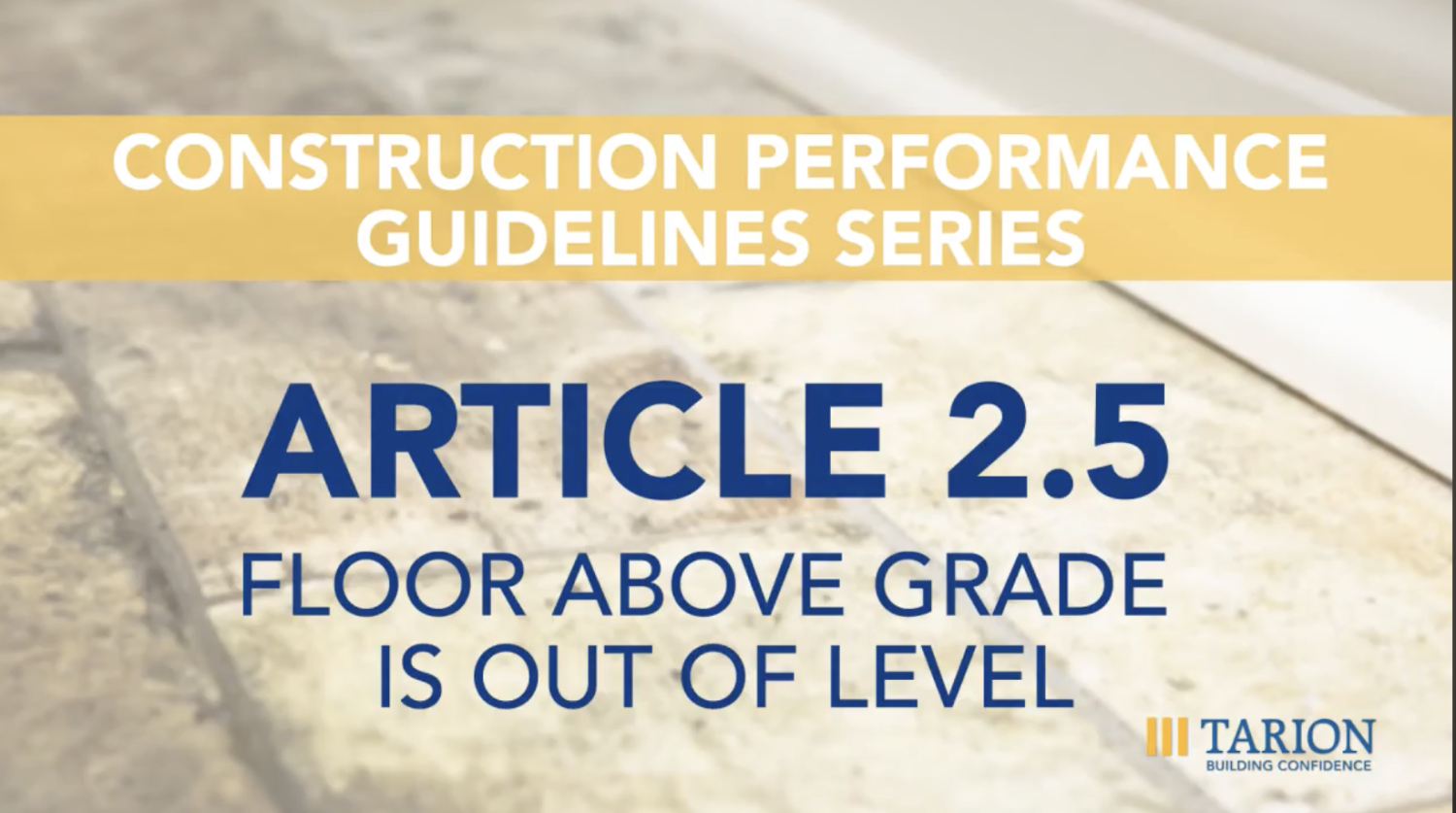 CPG Series – Finished Floor Above Grade Out of Level | Tarion.com